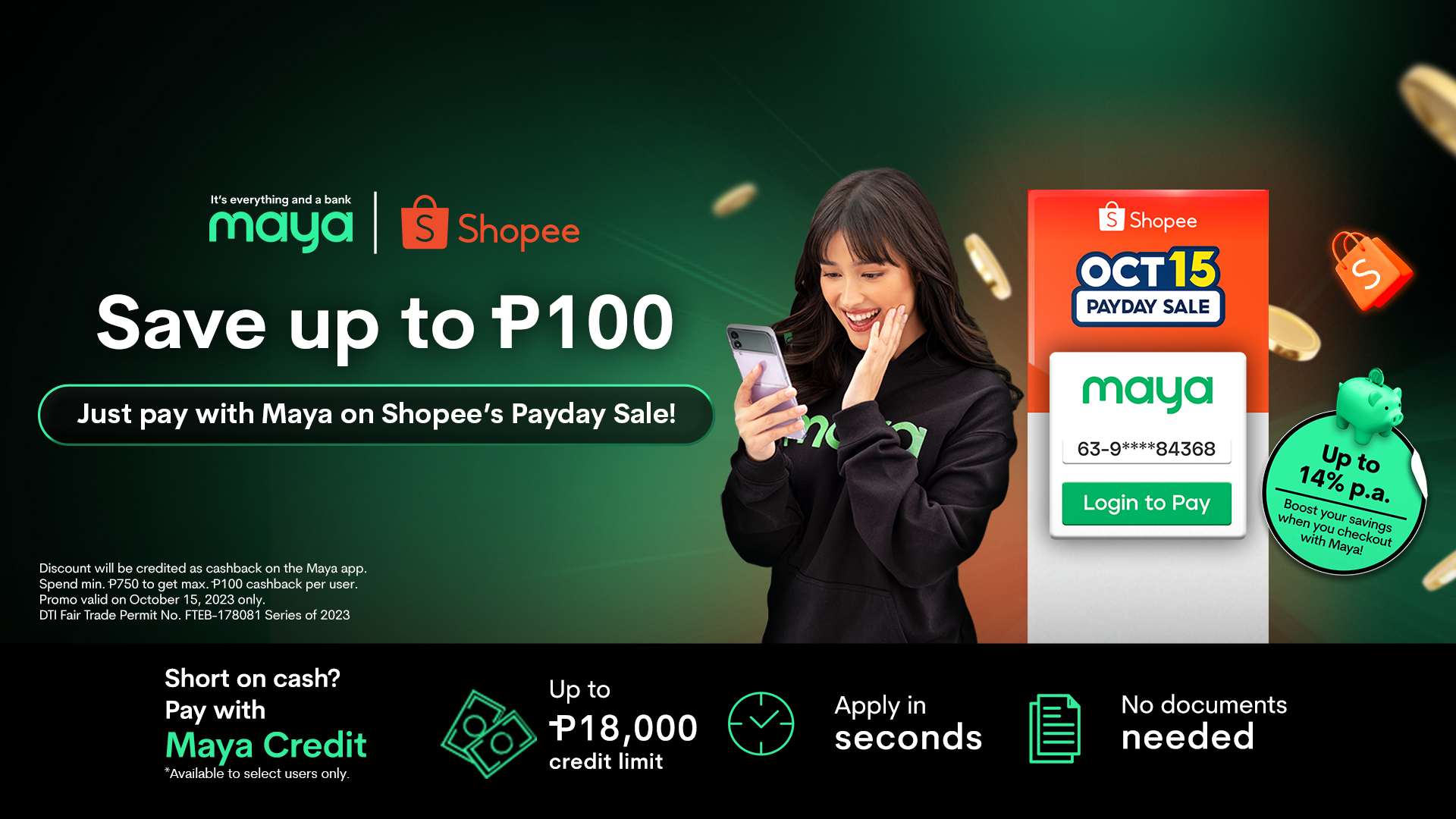 Save up to P100 on Shopee Oct 15 Payday sale with Maya!